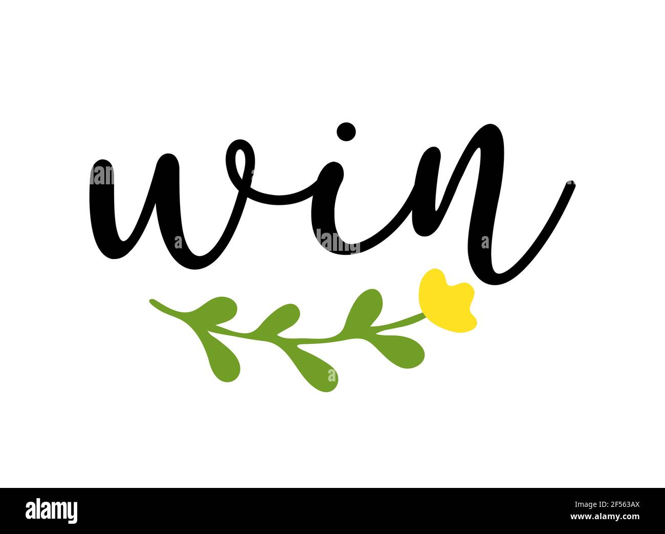 Hand sketched WIN word as ad, web banner. Lettering for header ...