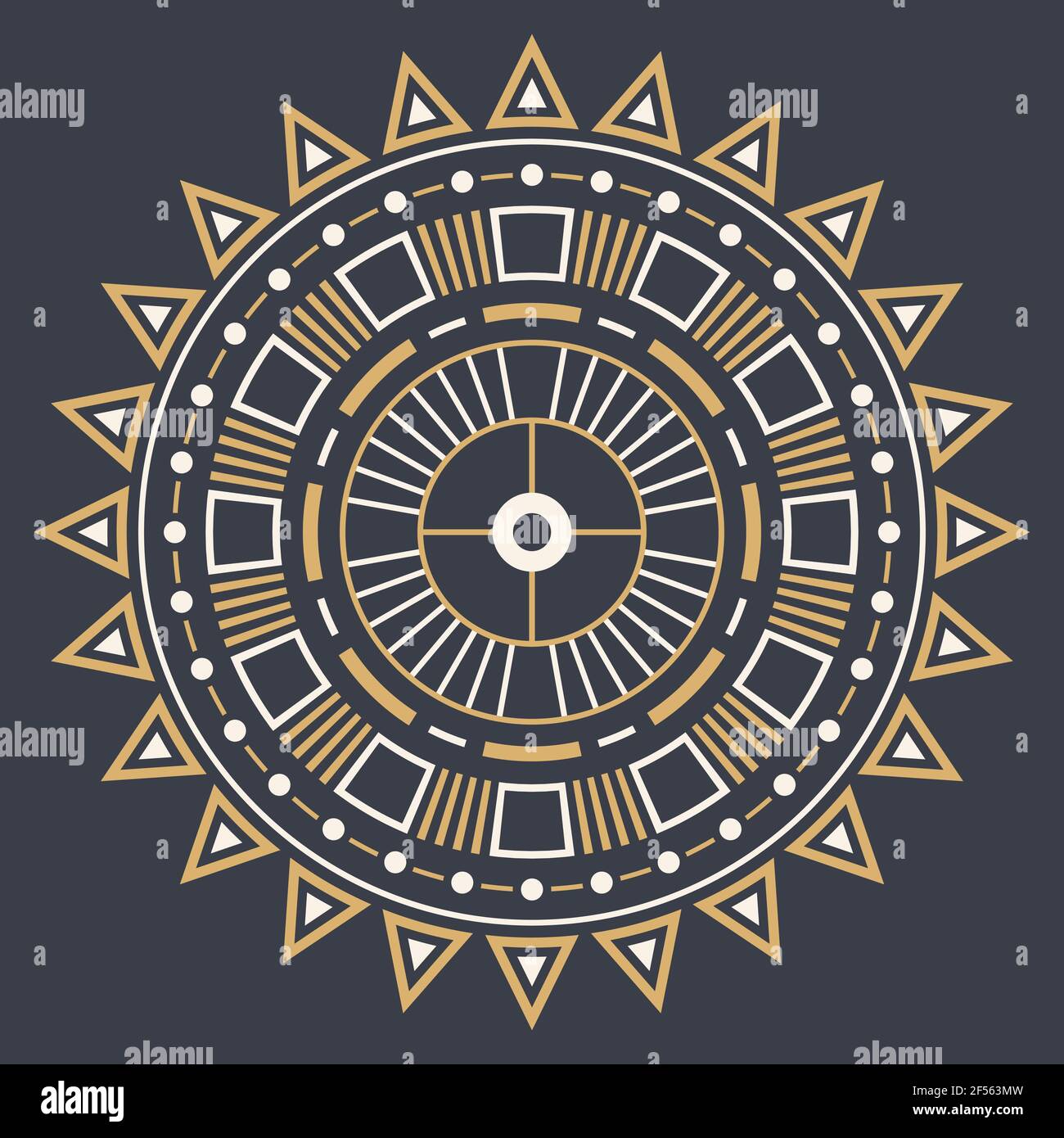 Abstract circular ornament. Ethnic mandala. Stylized sun symbol ...