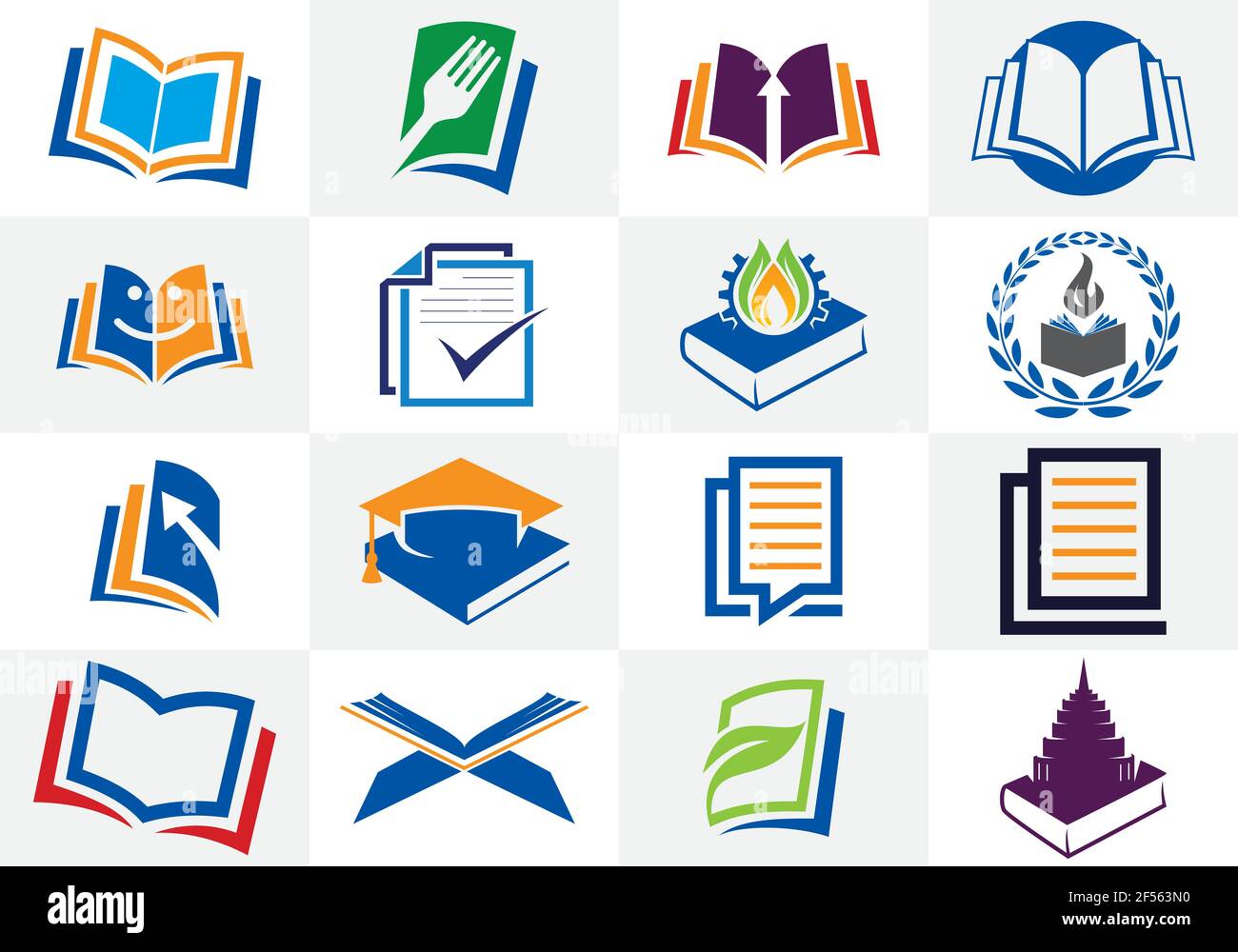 Education sign symbol, Vector design template of book icons Stock ...