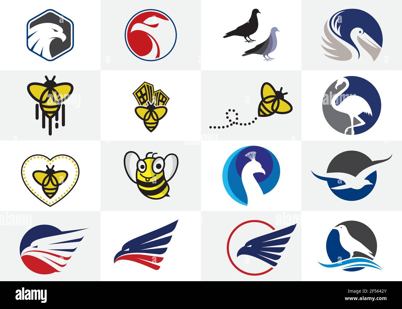 Set of bird icons. Bird logo sign symbol vector design template Stock ...