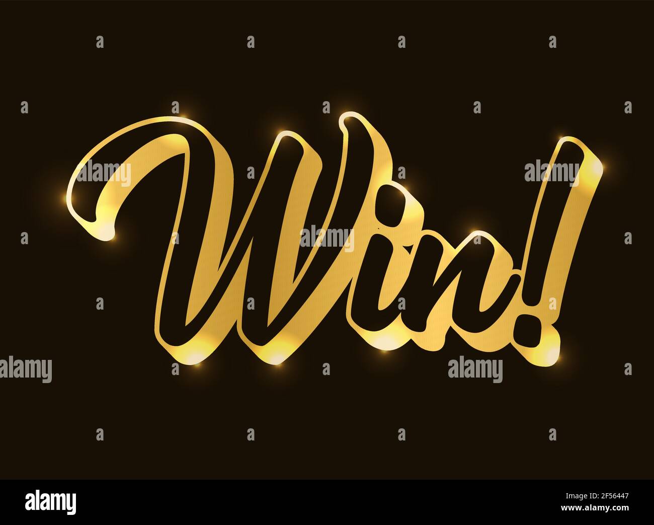 Hand sketched WIN word as ad, web banner. Lettering for header ...