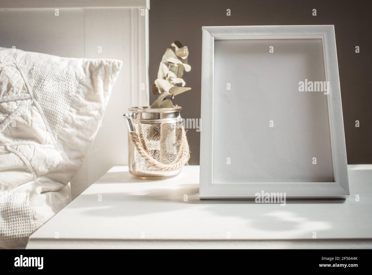 white portrait frame mockups, Scandinavian interior neutral color ...