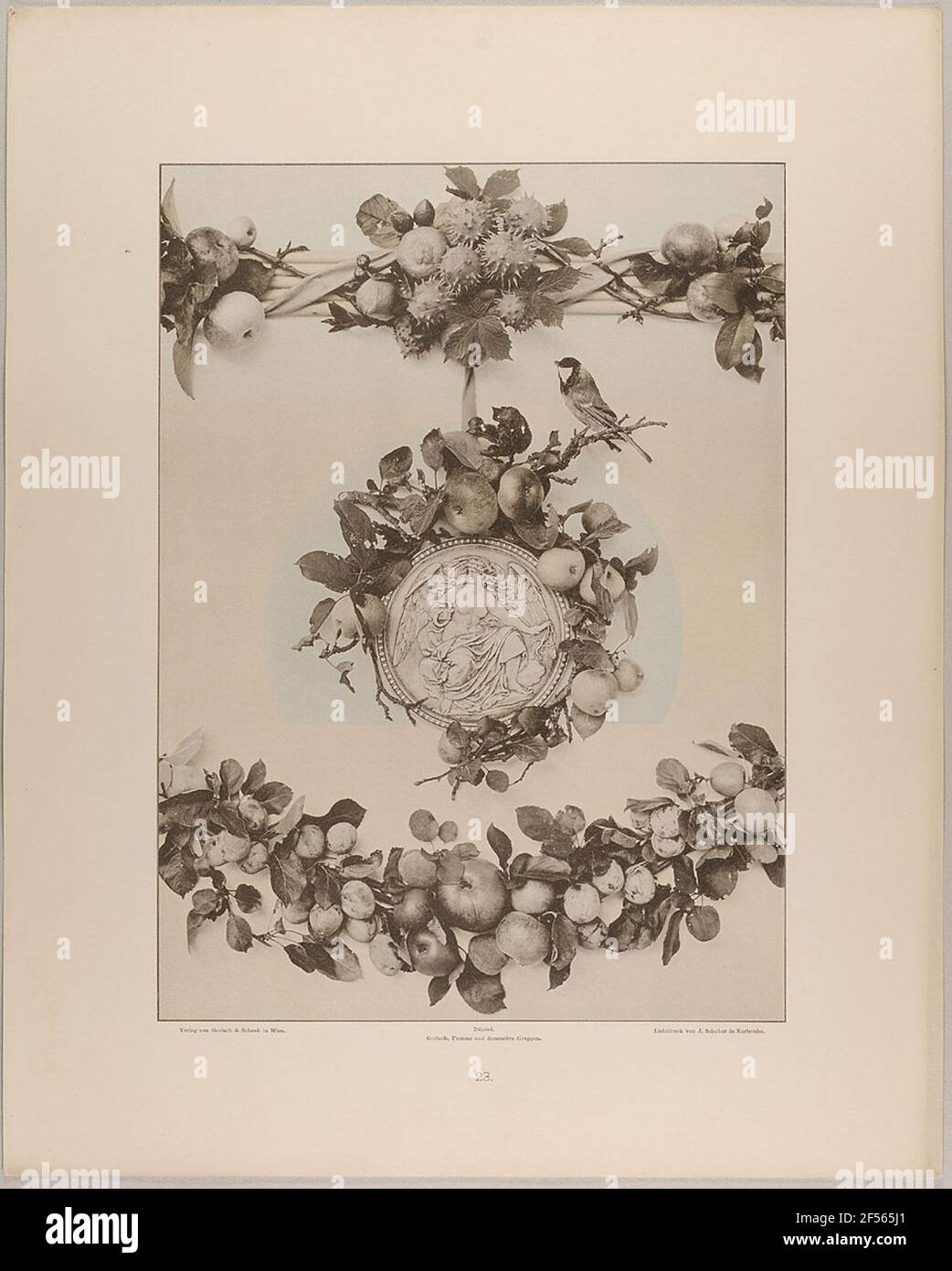 23. Feston from chestnuts, fruits, medallion and bird. State state plan ...