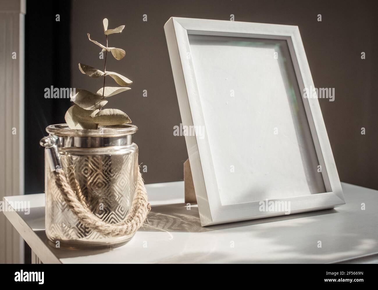 white portrait frame mockups, Scandinavian interior neutral color ...