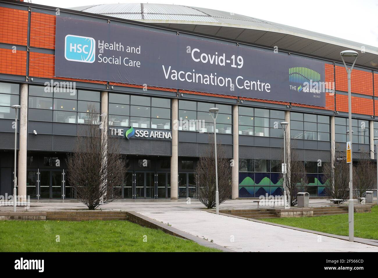The vaccination centre at the SSE Arena in Belfast ahead of its opening ...