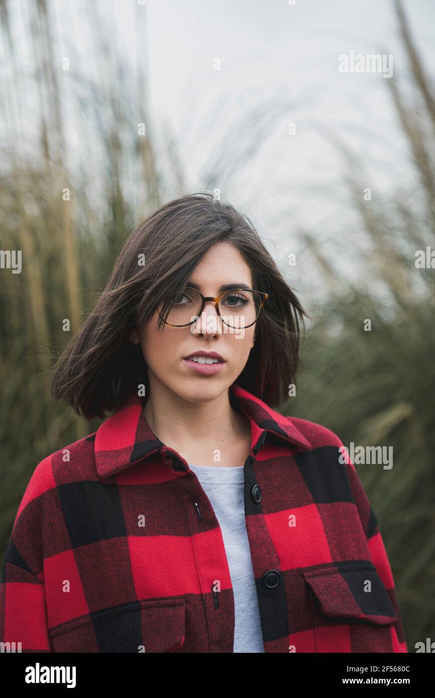 Woman with field glasses hi-res stock photography and images - Alamy