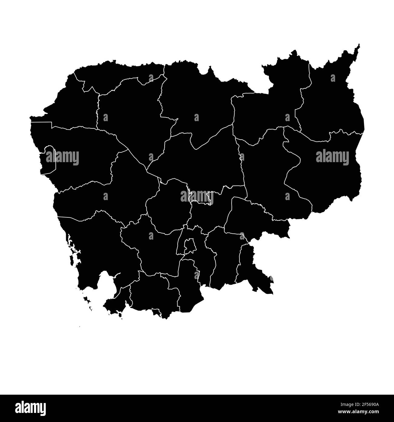 Cambodia country map vector with regional areas Stock Vector Image ...