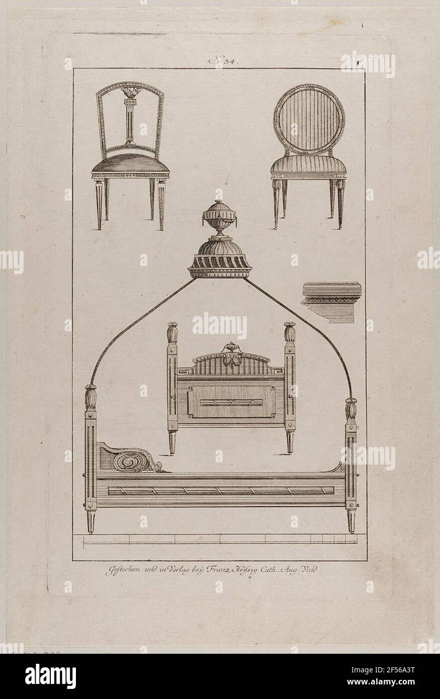 Chairs and beds in Louis Seize style, leaf 34 from a sequence of ...