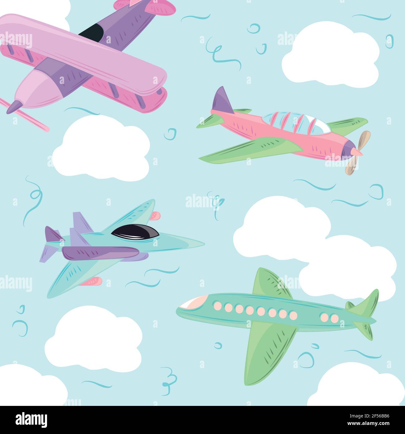 flying planes sky cartoon background Stock Vector Image & Art - Alamy