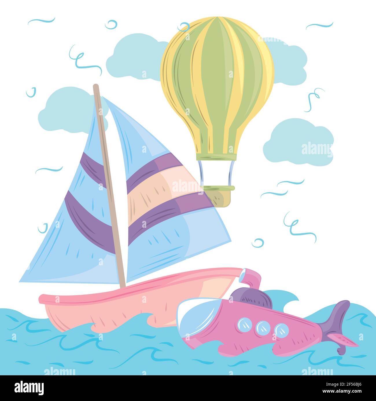 different transport cartoon boat submarine Stock Vector Image & Art - Alamy