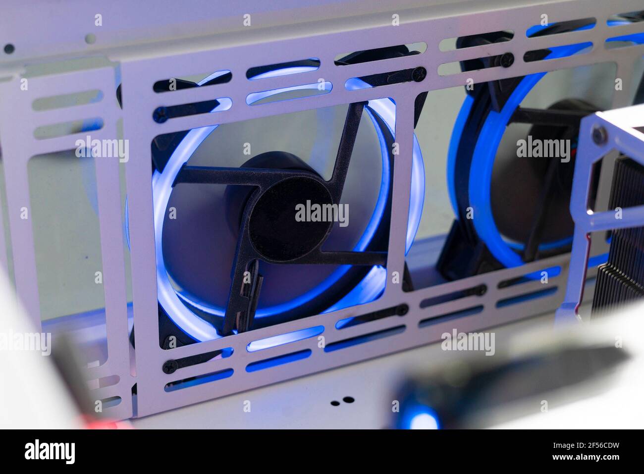 a close up computer air cooler vent blade with led color light Stock ...