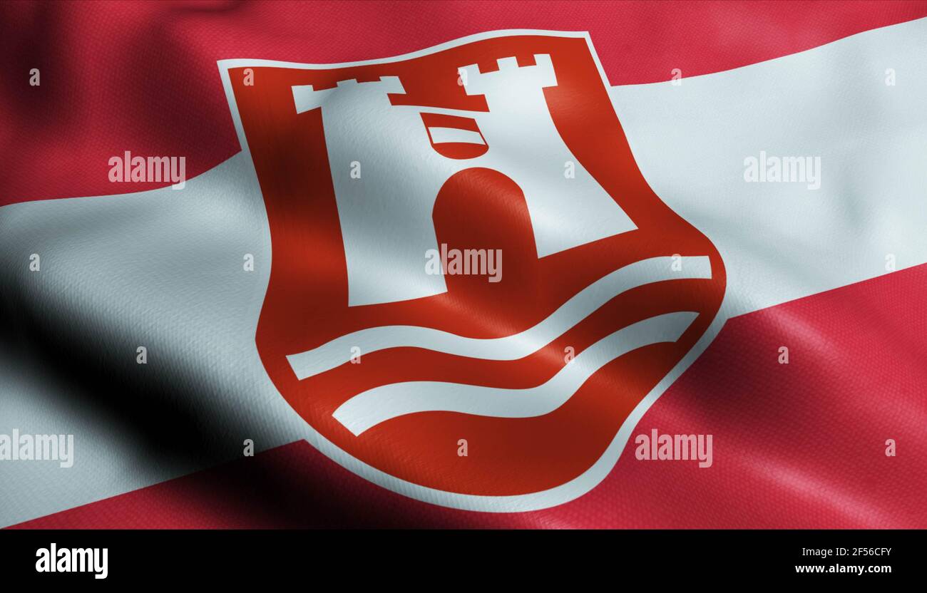 3D Illustration of a waving Austria city flag of Linz Stock Photo - Alamy