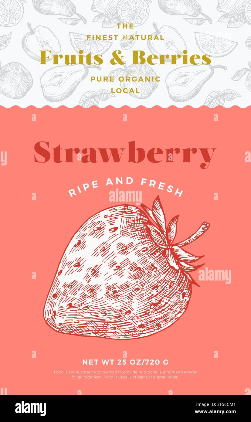 Fruits and Berries Pattern Label Template. Abstract Vector Packaging ...