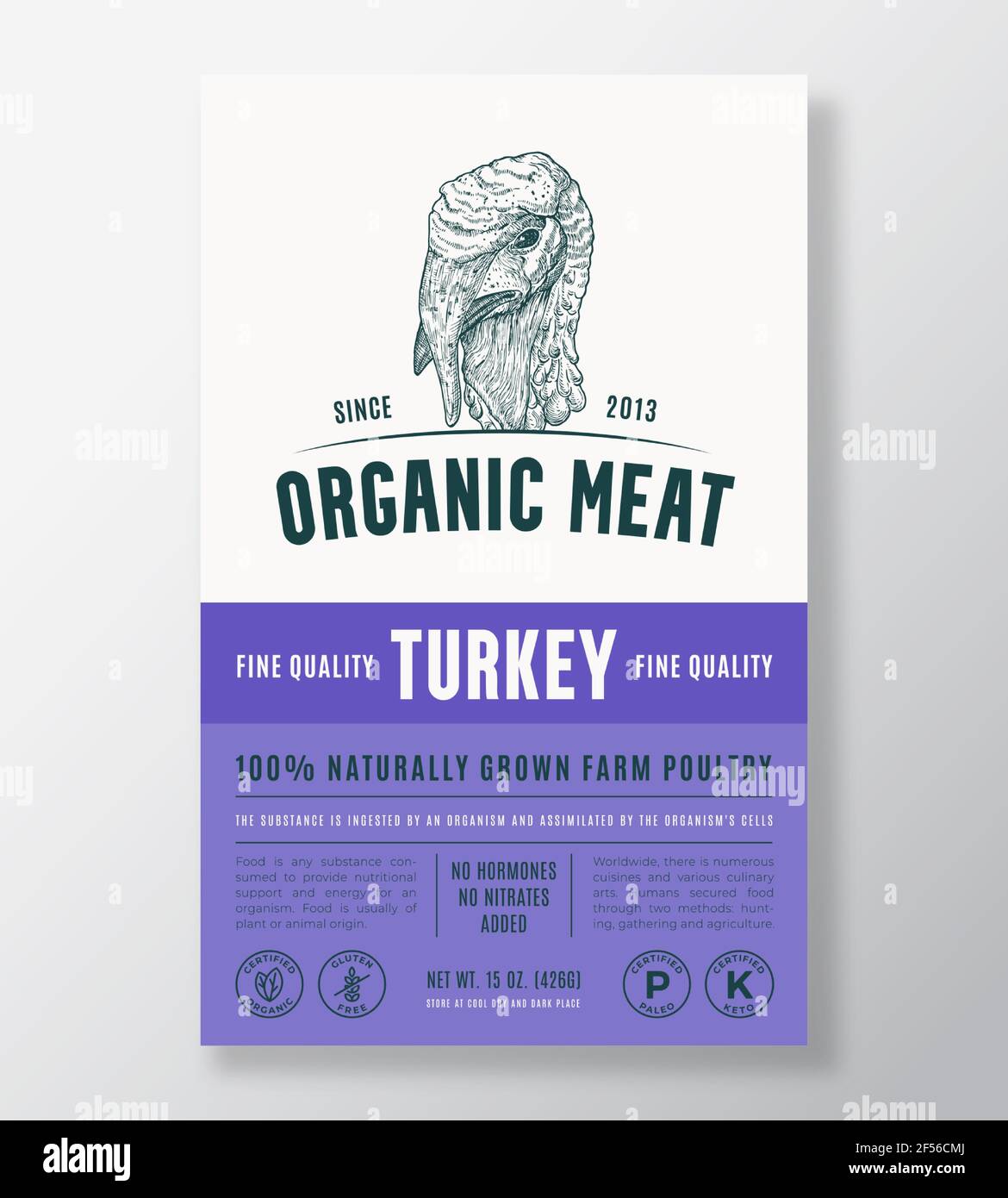 Organic Meat Abstract Vector Packaging Design or Label Template. Farm ...