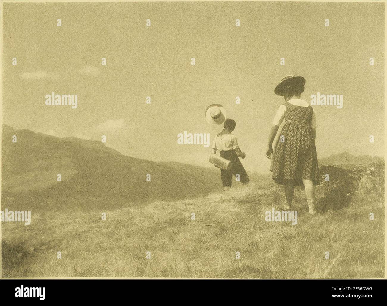 Girl and boy on an alm. State state view Hamburg, collection of ...