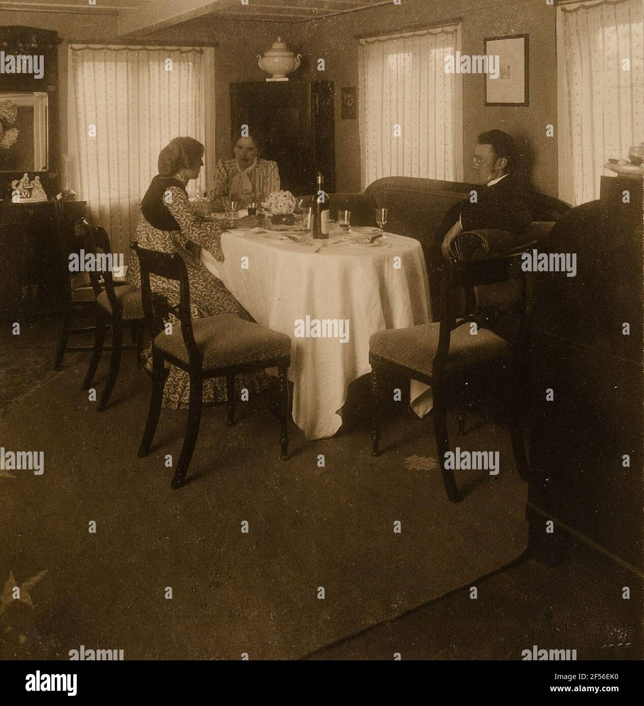 Three people at the table. Collection of Juhl, acquired 1916 Stock ...
