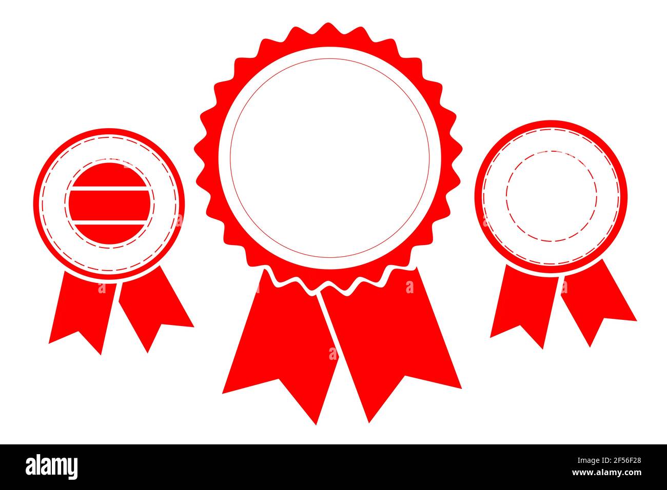 Set, Template 3 Different Style Blank Red Circle with Ribbon Stamp ...