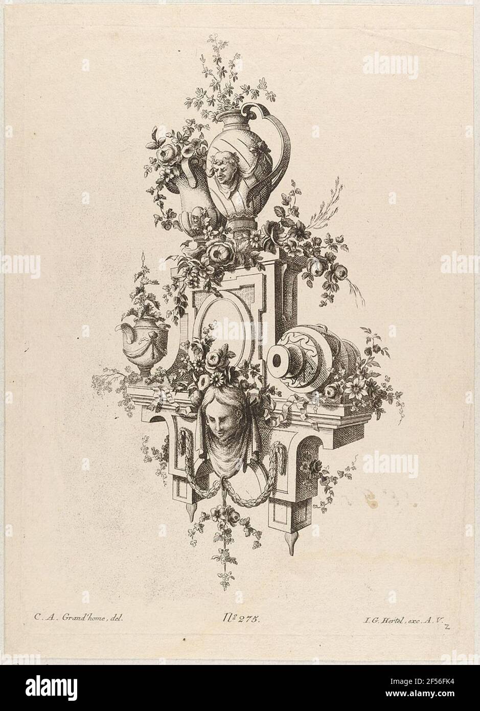 Console, sheet 2 from a sequence of inscription boards, urns and ...