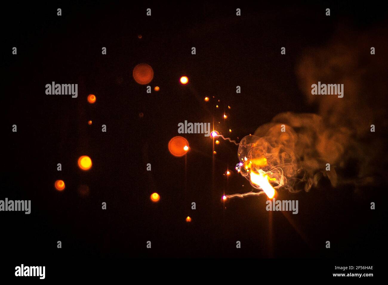 Amazing vibrant pyrotechnic fountain during nighttime Stock Photo - Alamy