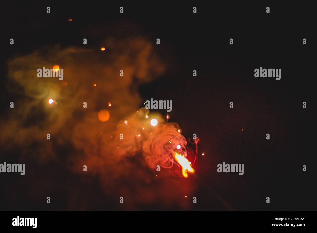 Amazing vibrant pyrotechnic fountain during nighttime Stock Photo - Alamy