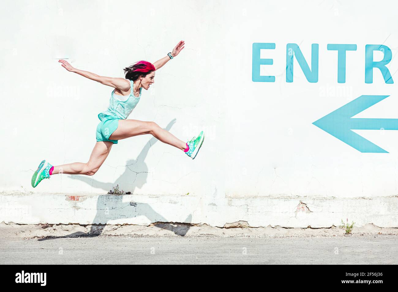 Woman arms up health runner hi-res stock photography and images - Alamy