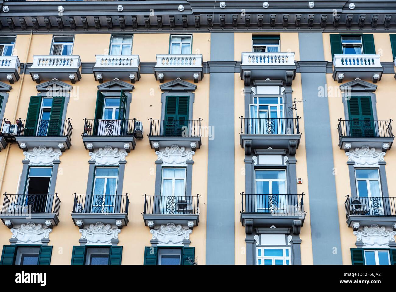 Facade of an old classic retro building in the historical center of ...