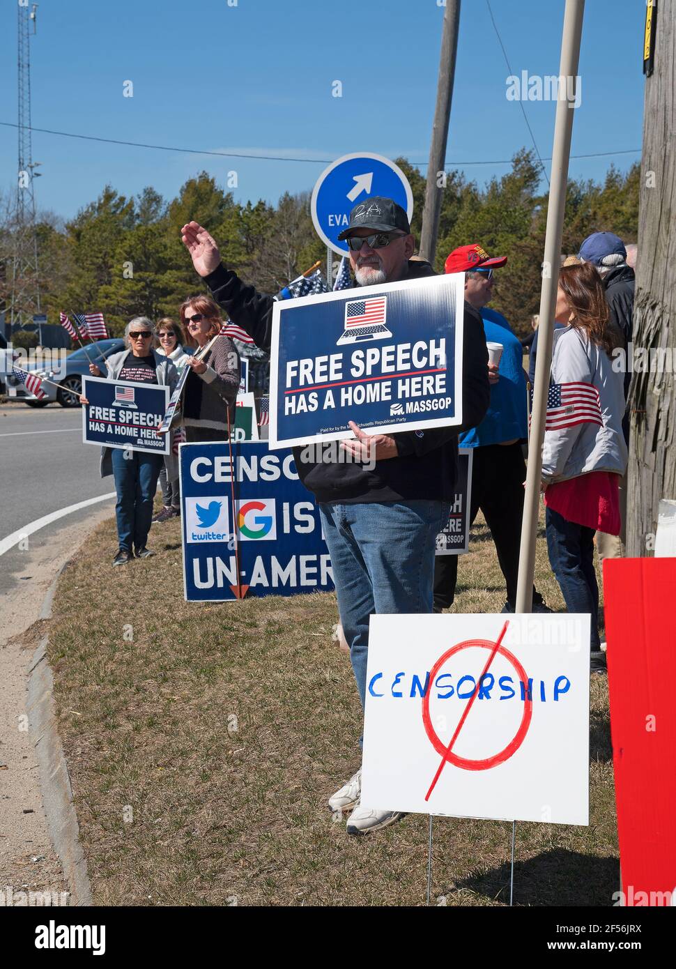 An anti censorship rally on Cape Cod, USA. Fight censorship standout ...