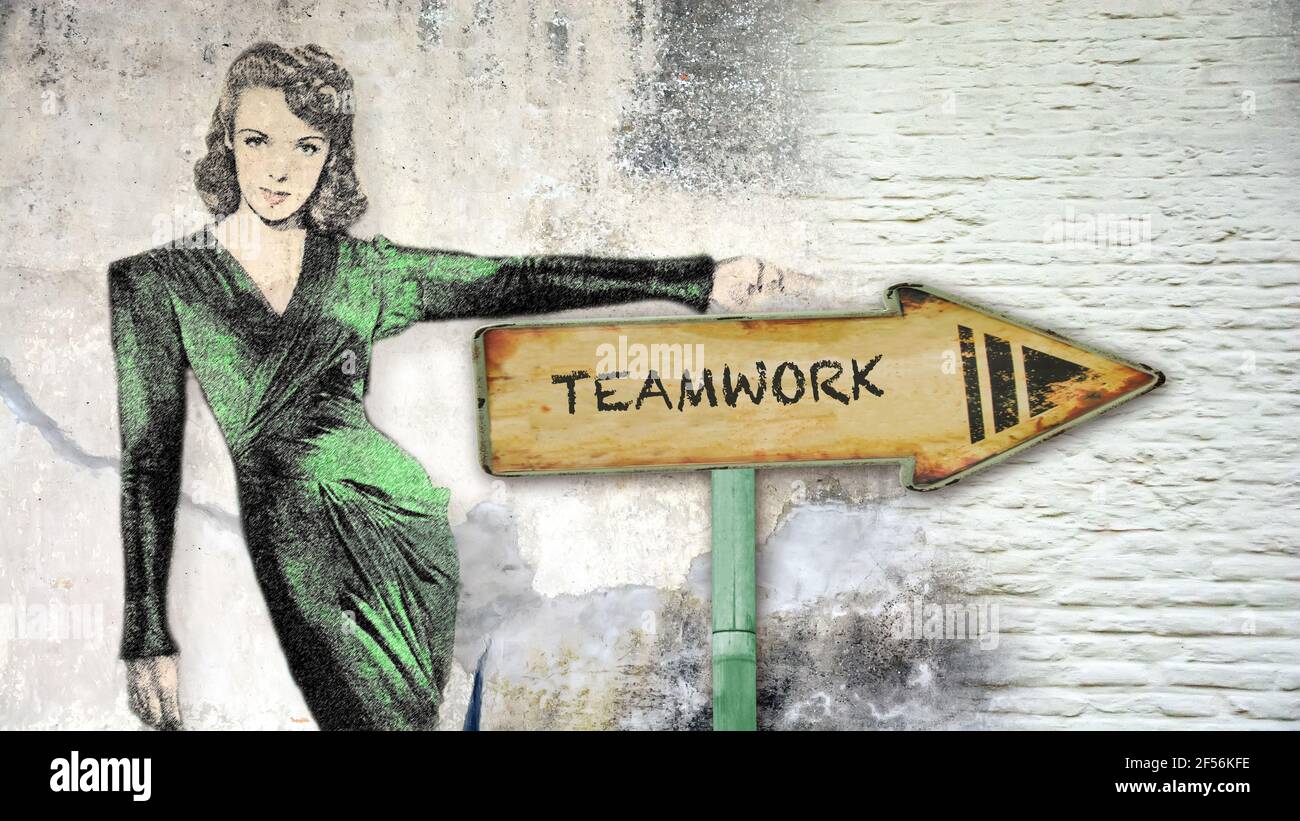Street Sign the Direction Way to Teamwork Stock Photo - Alamy