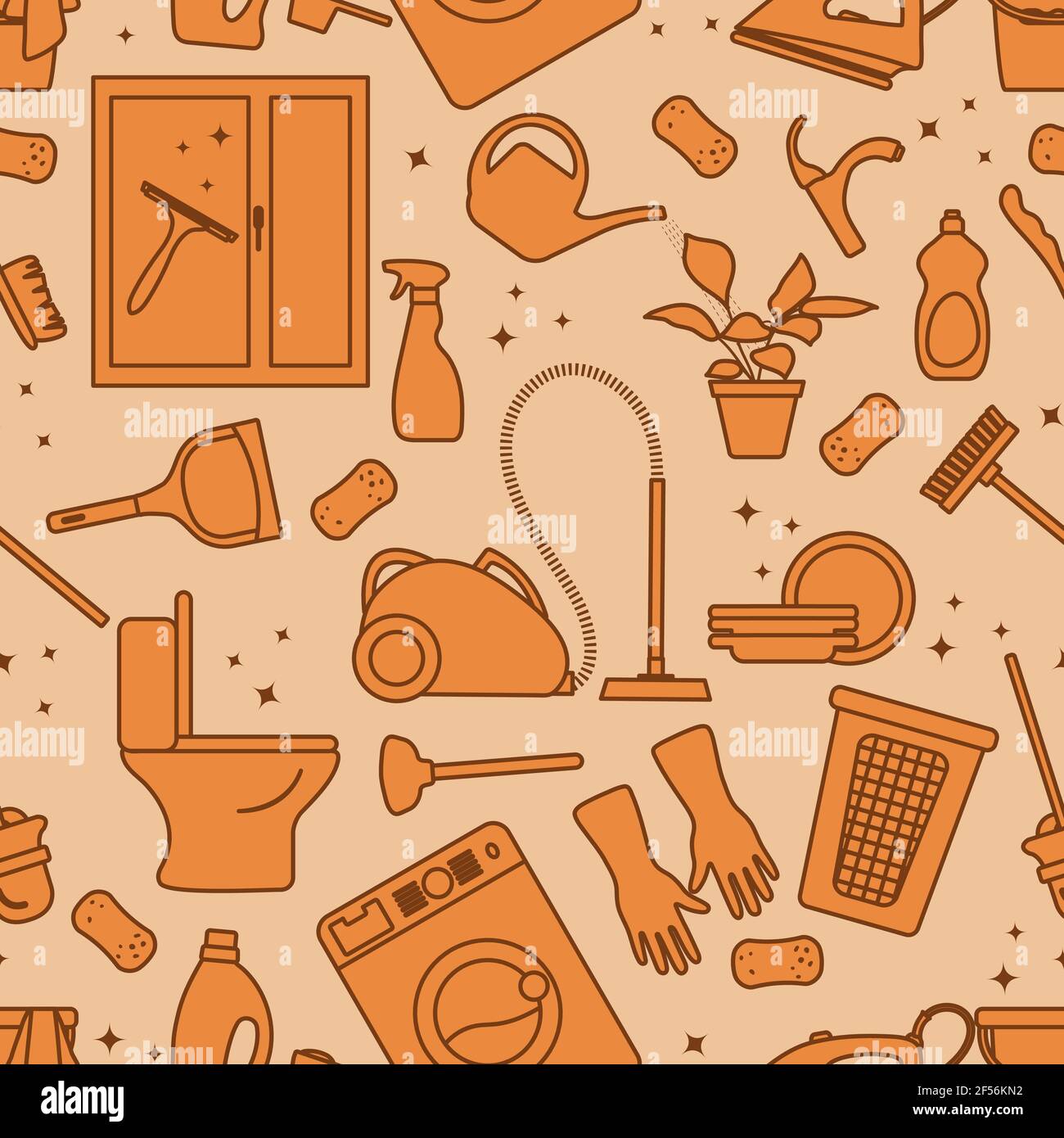 Vector Seamless pattern Illustration Cleaning Maid service Housekeeping ...