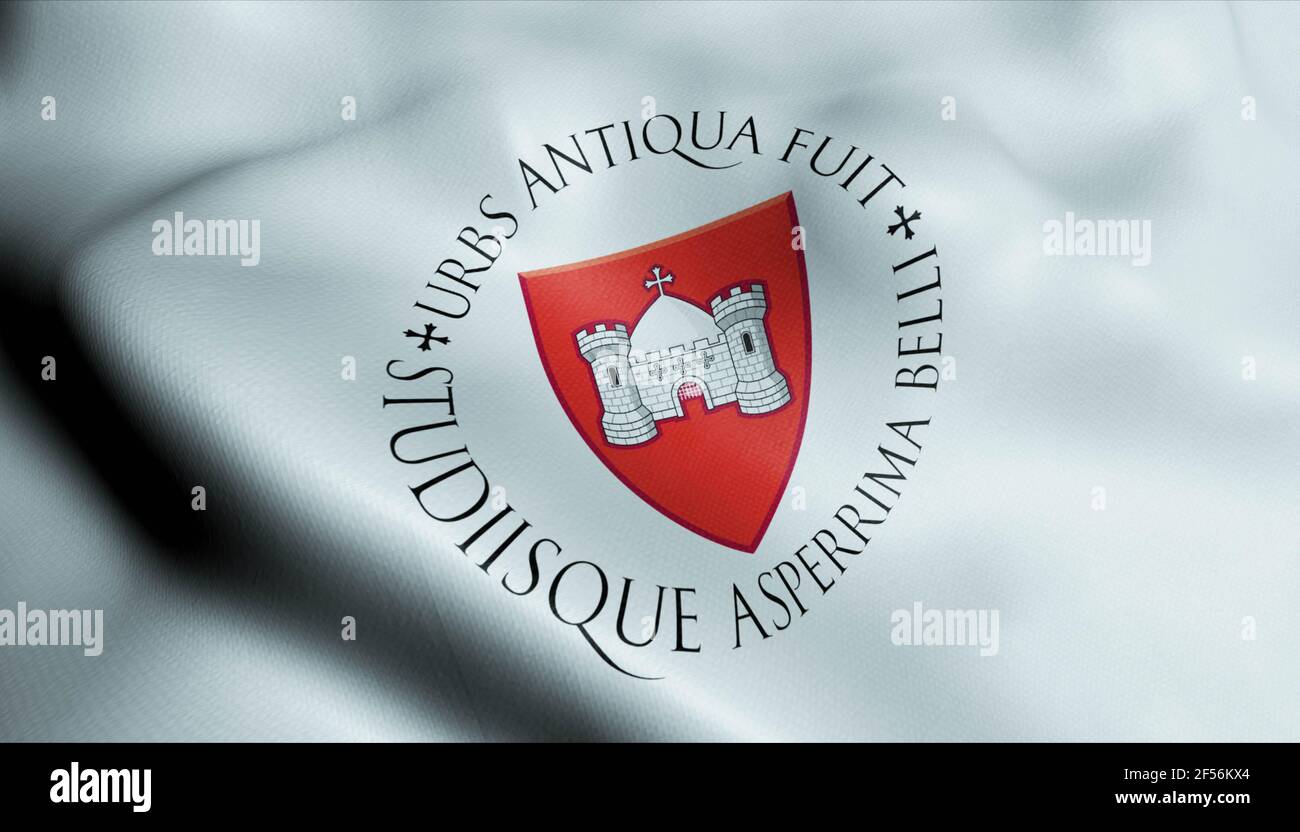 3D Illustration of a waving Ireland city flag of Limerick Stock Photo ...