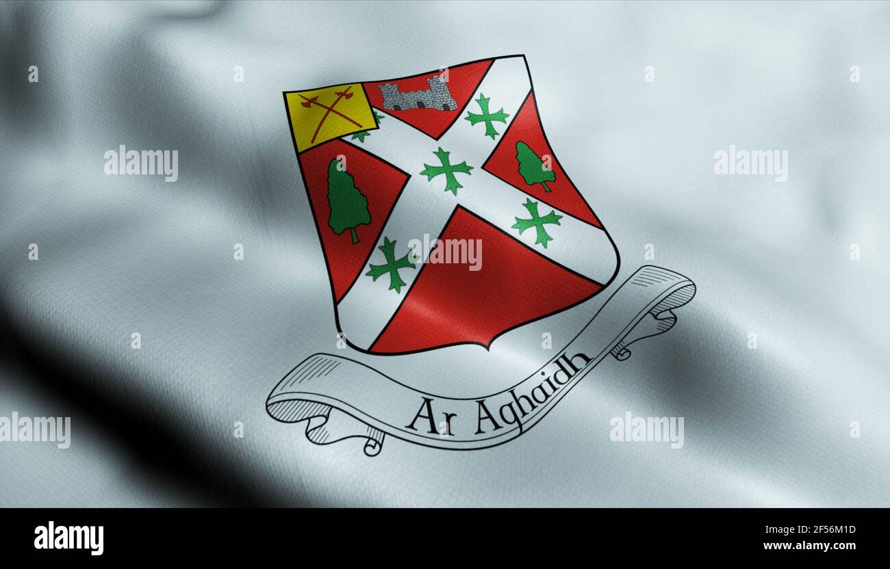 3D Illustration of a waving Ireland city flag of Castlebar Stock Photo ...