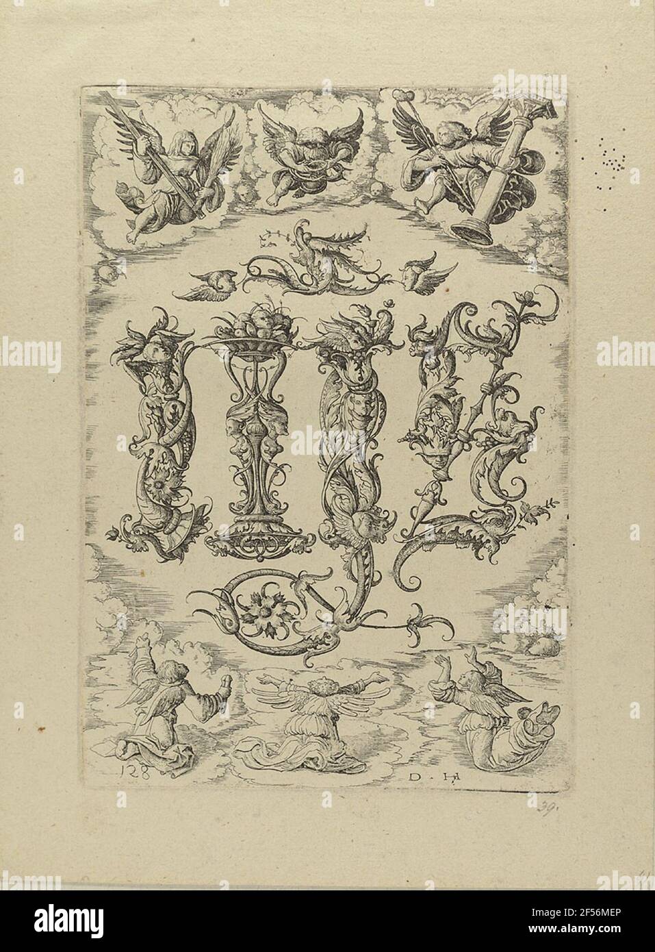 Ornate monogram of Christ IHS. Decorated monogram of Christ (IHS) and ...