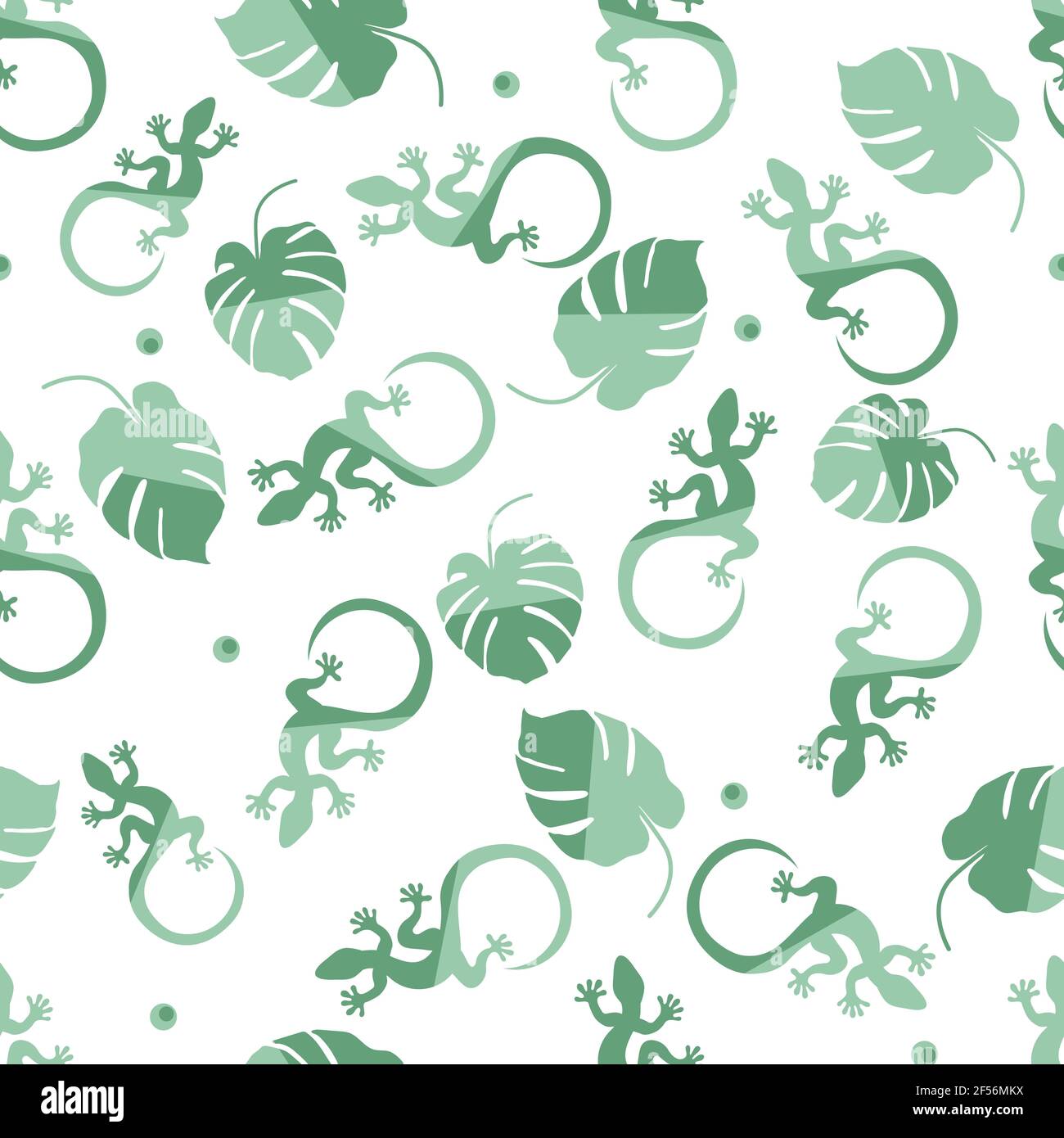 Vector Tropical seamless pattern Illustration Monstera leaves, lizard ...