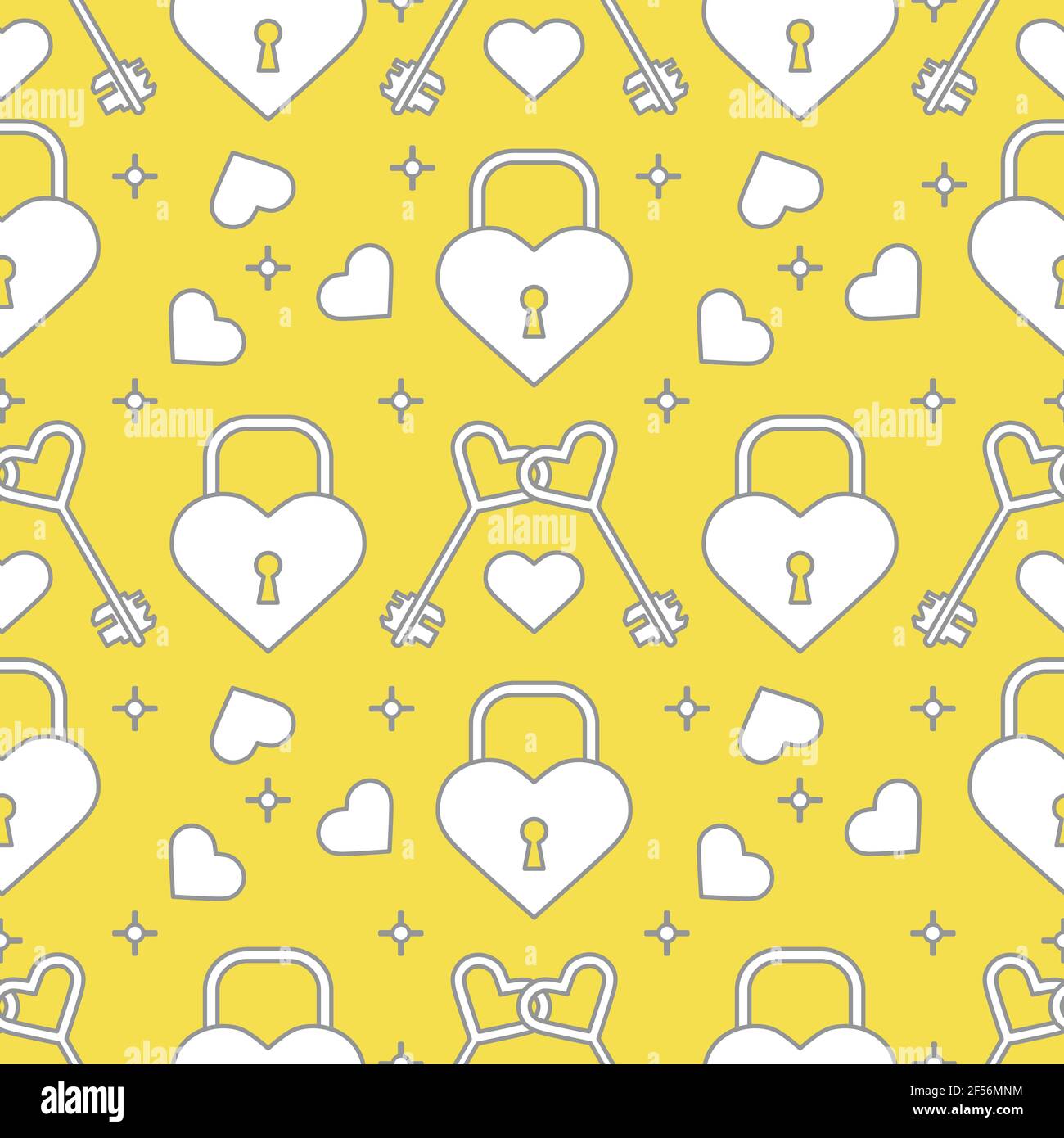 Seamless pattern with hearts, lock, keys in heart shape. Greeting card ...