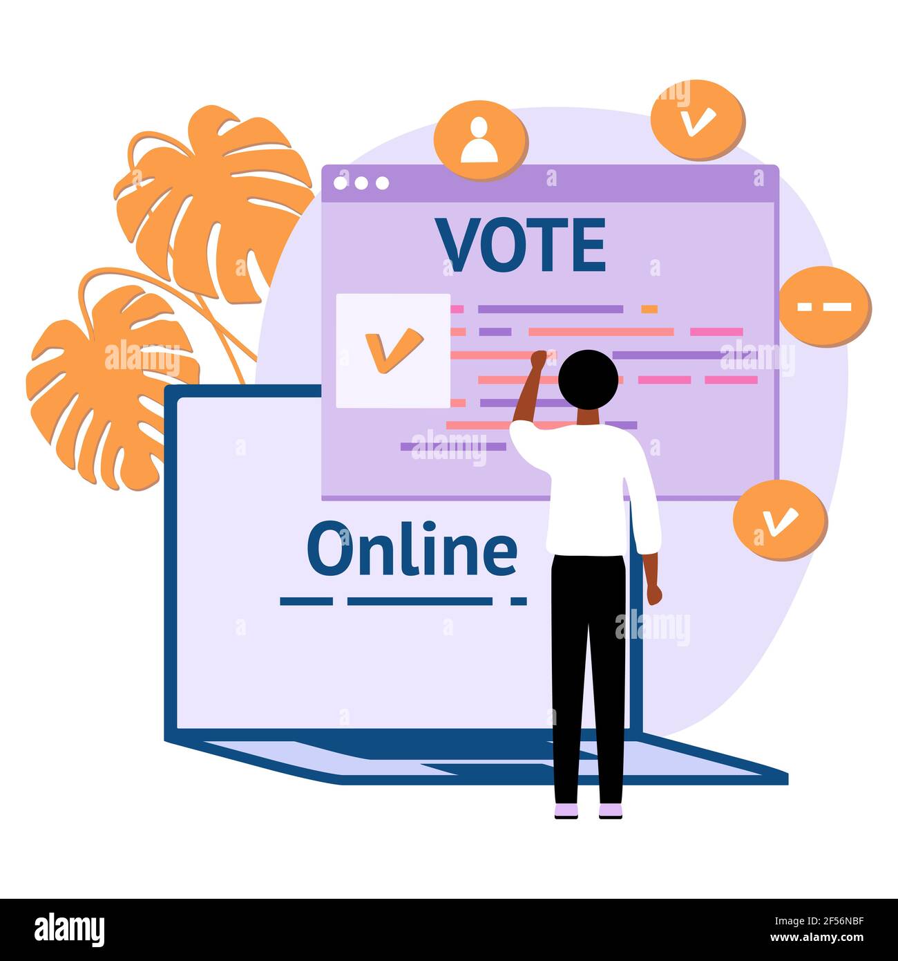 Vector illustration People vote online for candidate on laptop Election ...