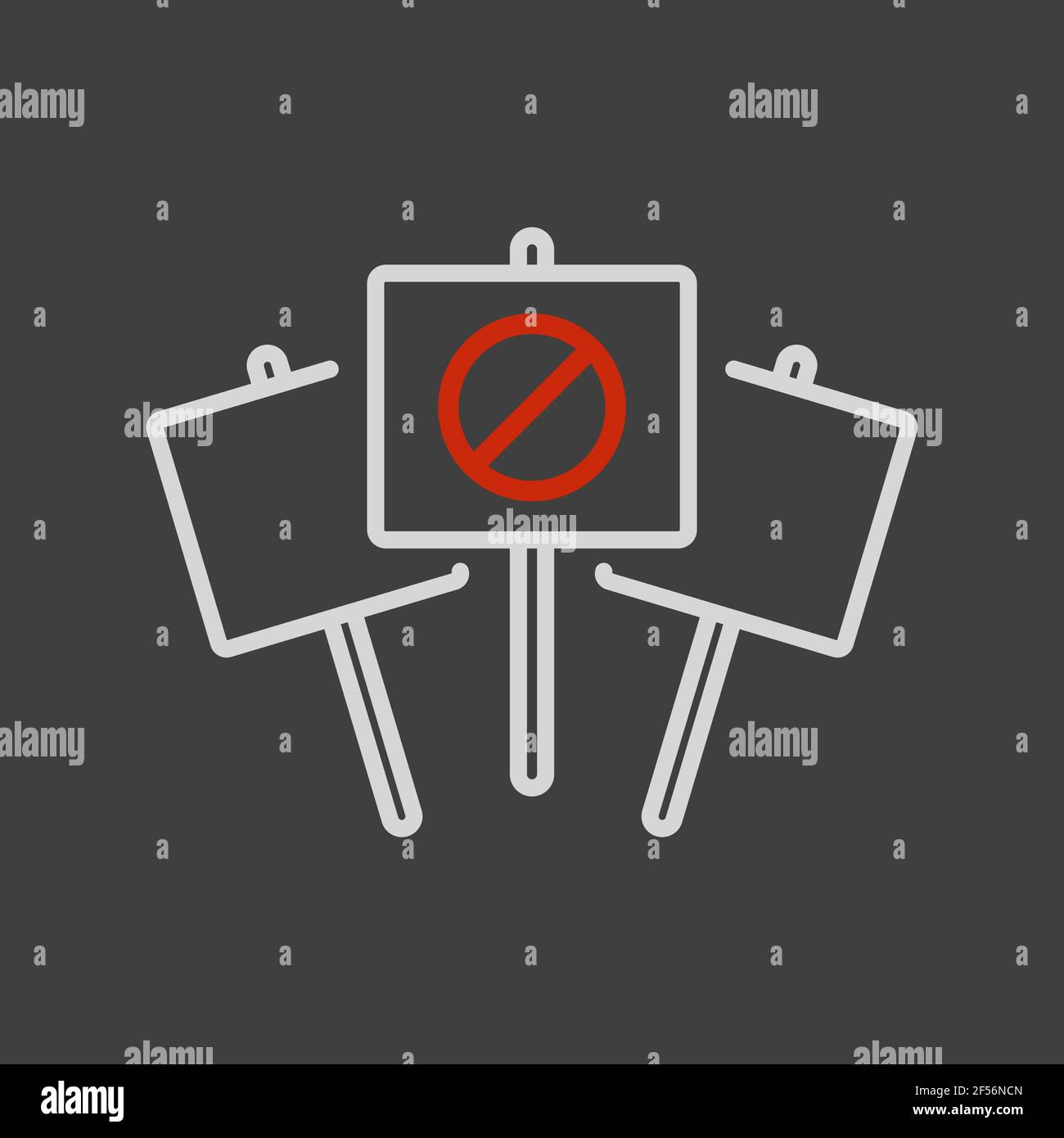 Three placard, big sign, banner, card vector icon. Demonstration ...