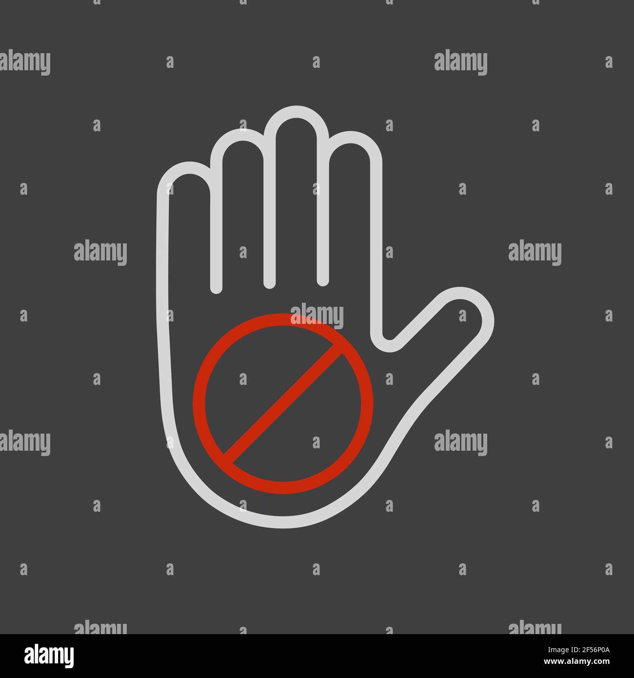 Hand stop or forbidden vector icon. Demonstration, protest, strike ...