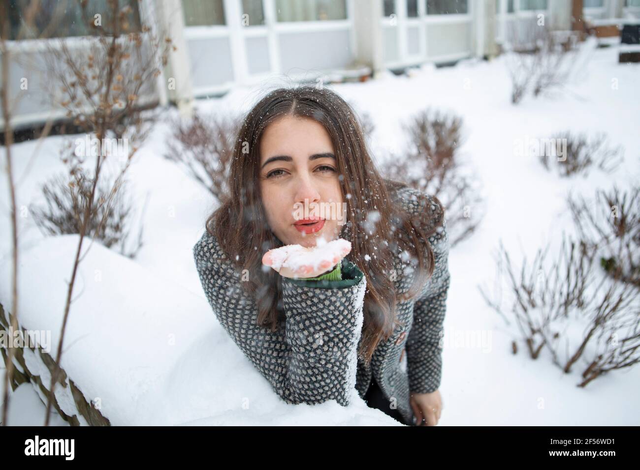Person blowing snow hi-res stock photography and images - Alamy