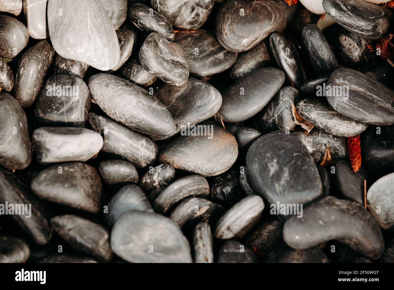Grey pebbles background - round gray rocks wallpaper Stock Photo - Alamy