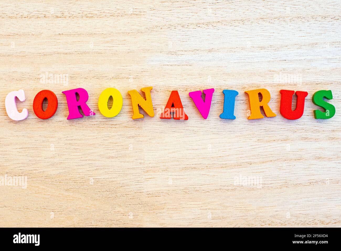 The word CORONAVIRUS spelt with colourful wooden letters Stock Photo ...