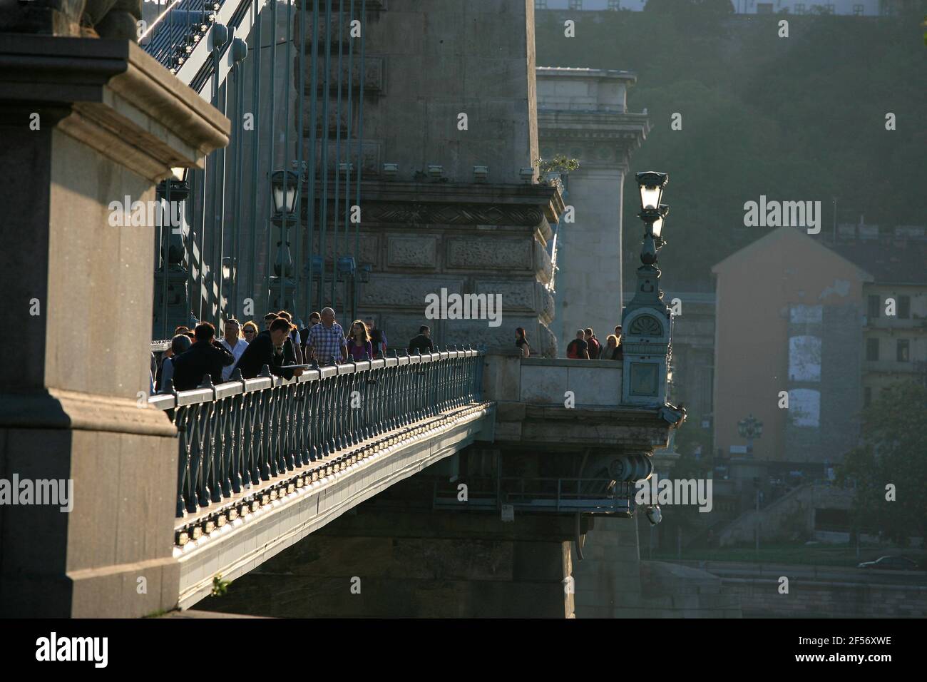 Famous Chain Bridge (Szechenyi Lanchid) in the heart of Budapest is ...