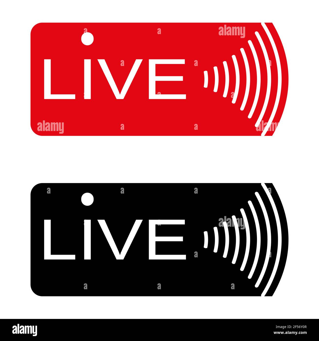 Live broadcast icon. Live video streaming. Red symbols and buttons for ...
