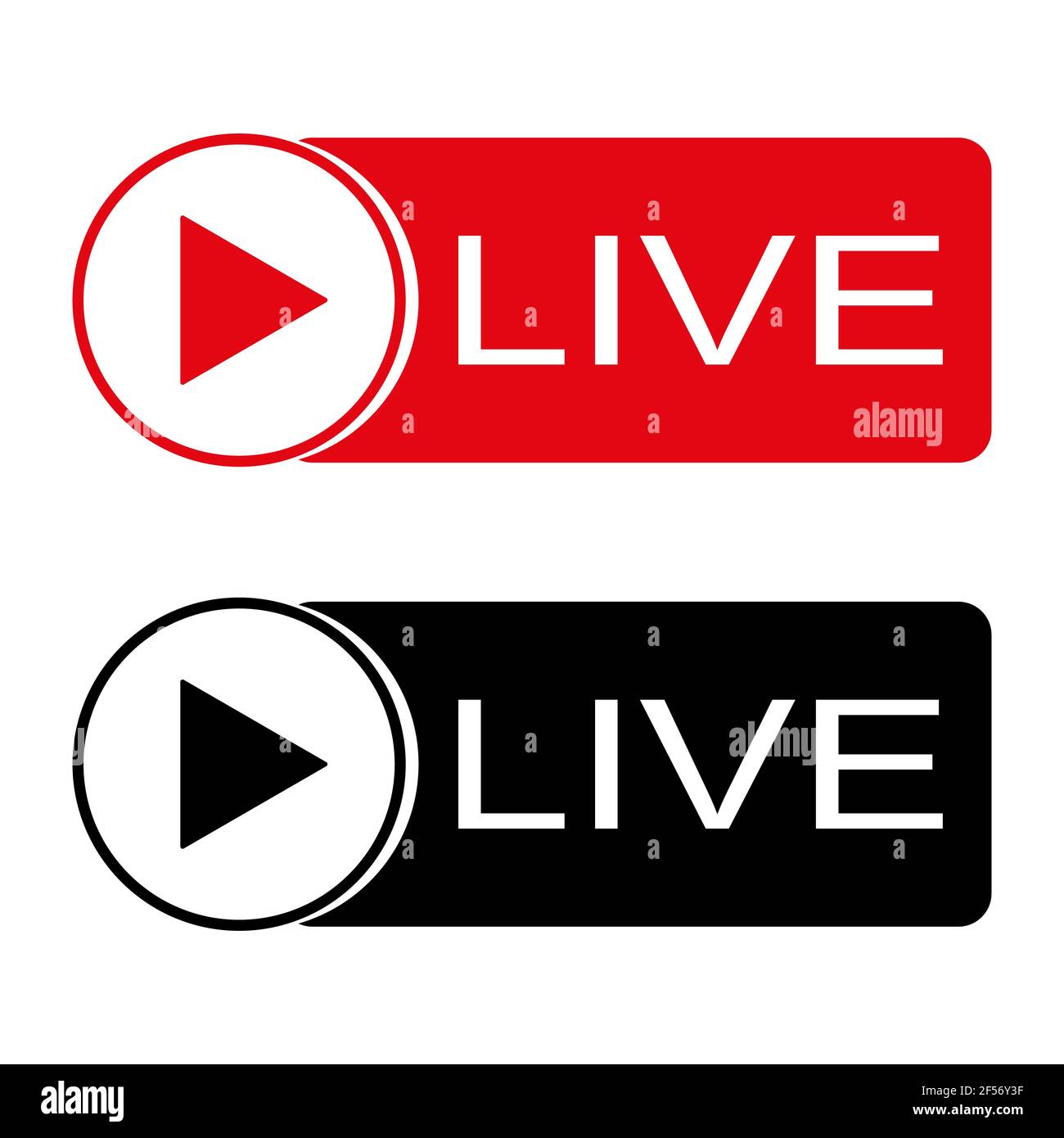 Live broadcast icon. Live video streaming. Red symbols and buttons for ...