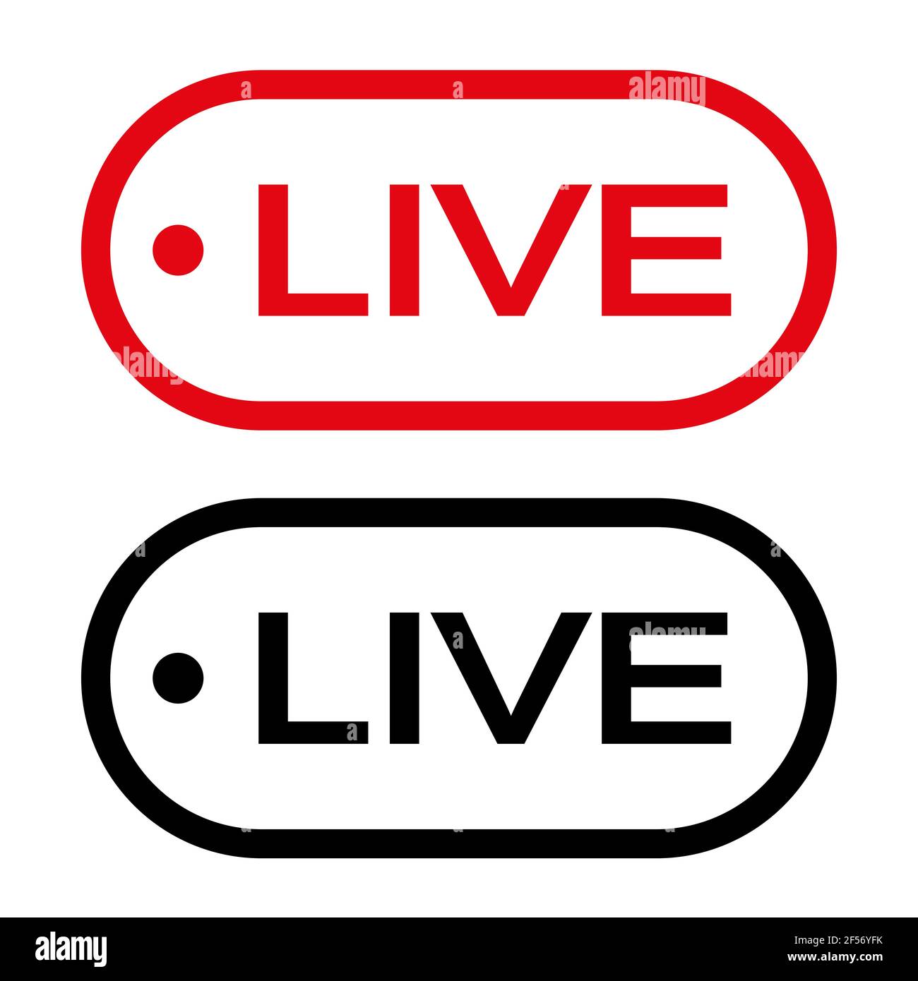 Live broadcast icon. Live video streaming. Red symbols and buttons for ...