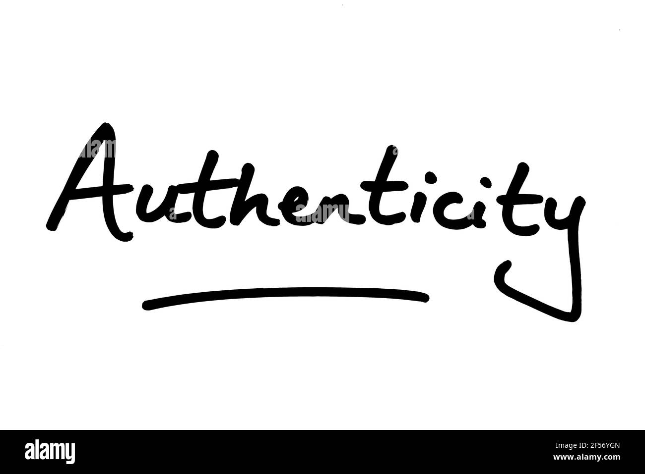 Authenticity, handwritten on a white background Stock Photo - Alamy