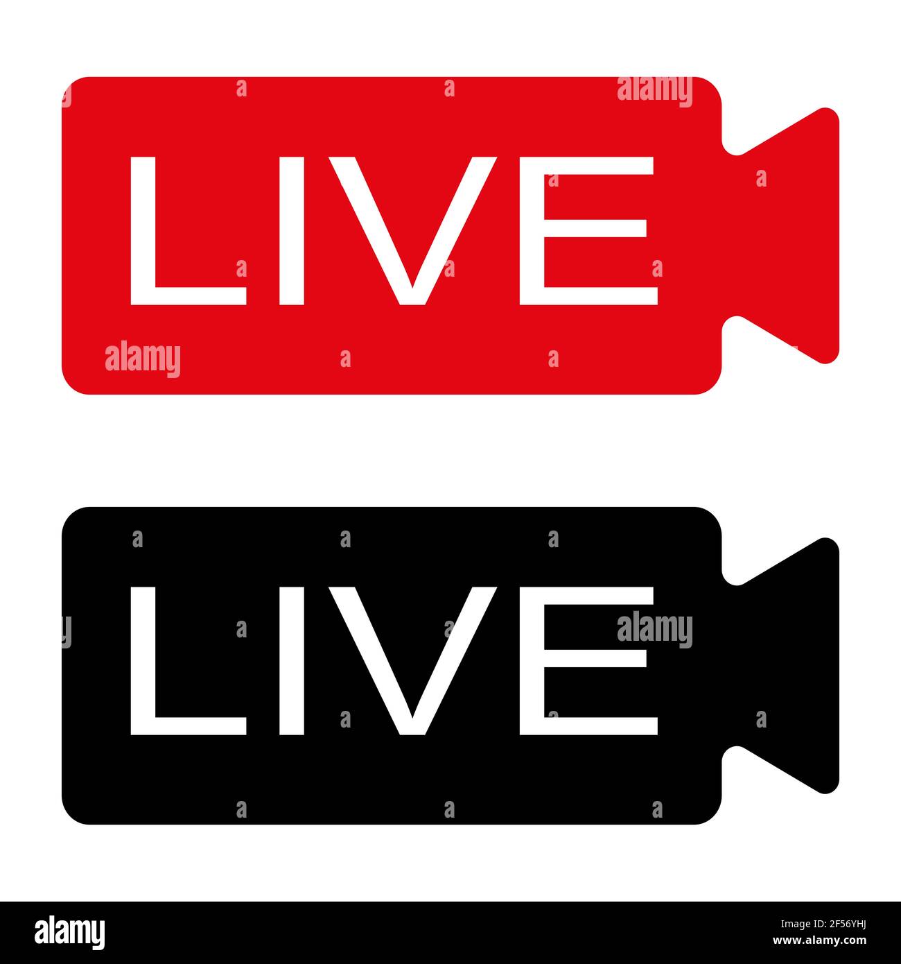 Live broadcast icon. Live video streaming. Red symbols and buttons for ...