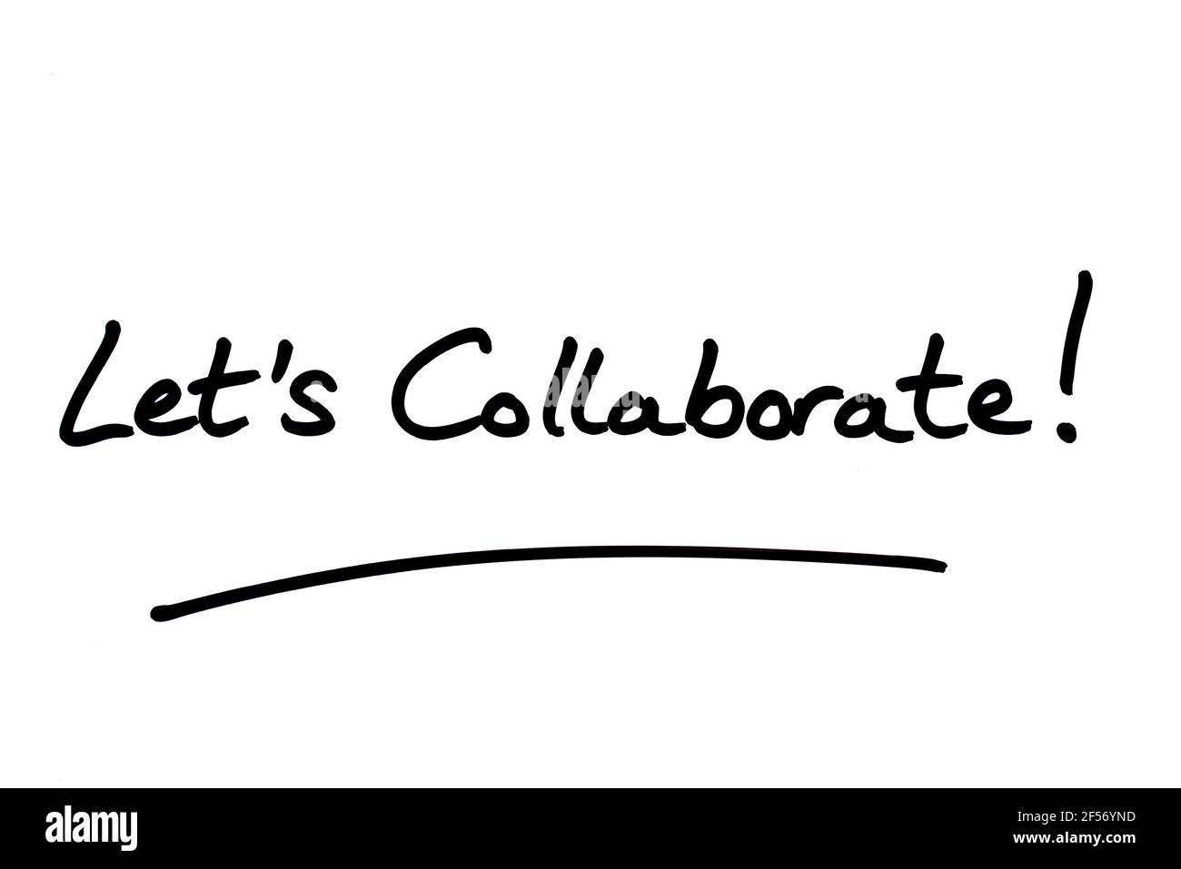 Lets Collaborate! handwritten on a white background Stock Photo - Alamy