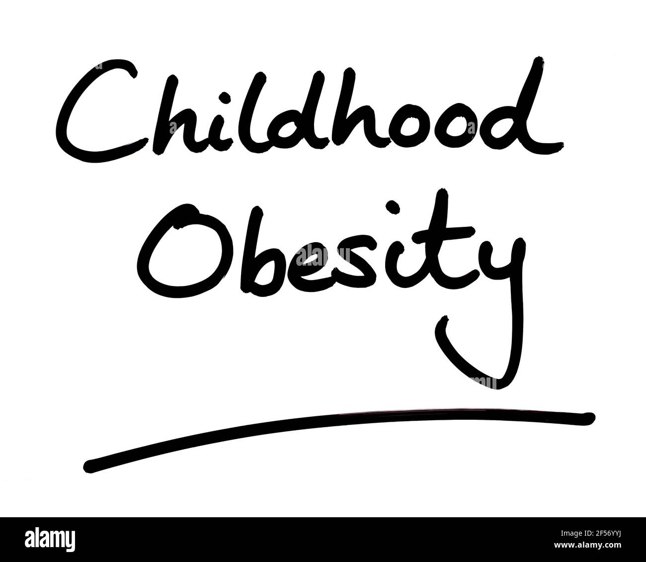 Childhood Obesity, handwritten on a white background Stock Photo - Alamy