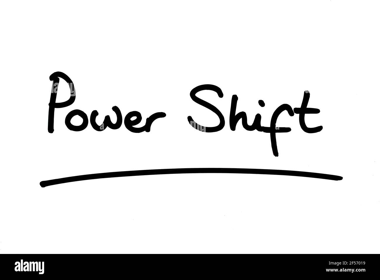 Power Shift, handwritten on a white background Stock Photo - Alamy