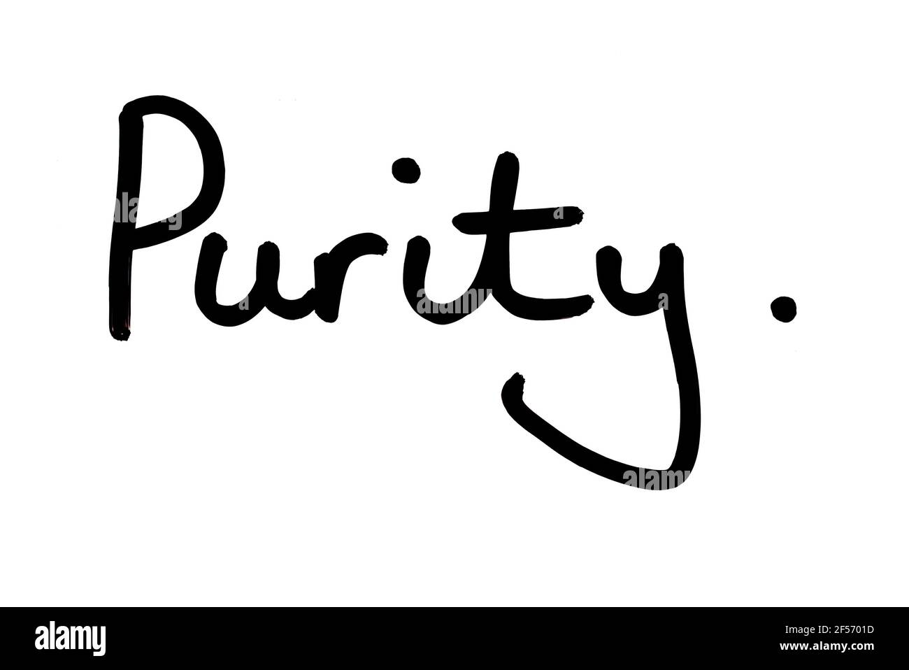 Purity, handwritten on a white background Stock Photo - Alamy